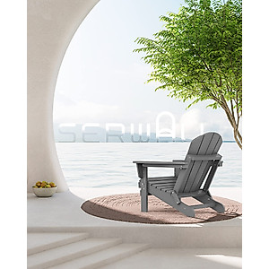 SERWALL Adirondack Chair for Patio Garden Outdoors Fire Pit- (Folding Gray)