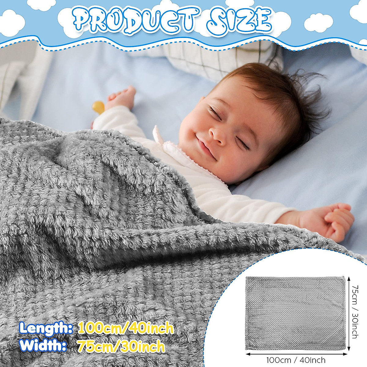 Kenning 4 Pcs Baby Fuzzy Blanket for Boys and Girl Warm Throw Blanket Soft Fleece Toddler Blanket Thermal Receiving Blankets