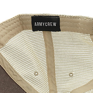 Armycrew Oversize XXL Unstructured Washed Pigment Dyed Trucker Mesh Cap - Brown - 2XL