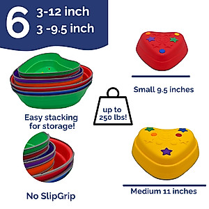 IMAGYM Stepping Stones for Kids Balance Set of 6 Stackable River Stones for Kids Toddler Balance Beam Balance Toys for Kids - Obstacle course for kids - Outdoor Toys for kids ages 3-5 Balance Pods