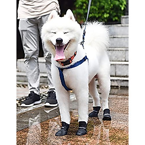 7 Colors Available, Dog Rain Boots for Small Medium Large Dogs, Size S to 2XL, Waterproof Dog Shoes Black Small