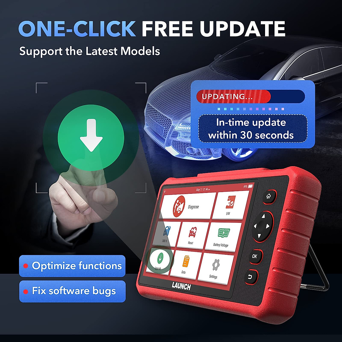 LAUNCH Scanner CRP909X Elite OBD2 Scanner Diagnostic Tool, 2022 Newest, 2-Year Updates ($200 Value), 28+ Services, All Systems Diagnostics, Key Programming, ABS Bleed, Power Balance, Injector Coding
