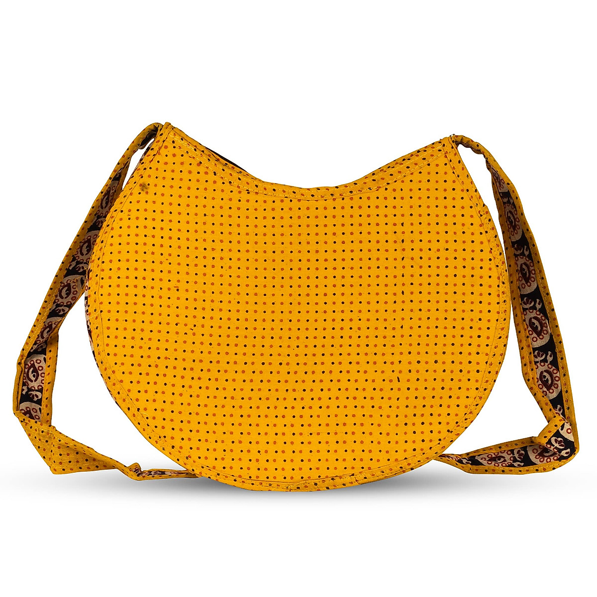 North Creed Crossbody Elephant Flora Embroidery Shoulder Bag, Indian Ethnic Travel Handbag with Zipper Pocket- Yellow