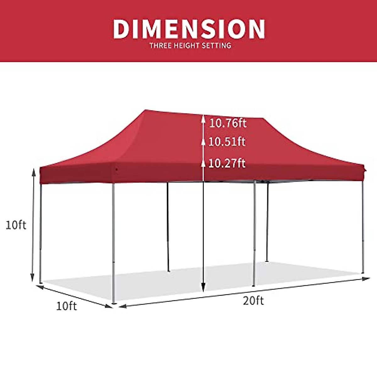 10 FT X 10 FT Double Hardtop Gazebo Galvanized Steel Outdoor Patio Gazebo Aluminum Frame Double Vented Roof Pergolas with Curtains (Red)