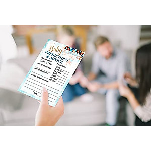 Baby Predictions & Advice Baby Shower, Teddy Bear Neutral Newborn Guessing Game, New Parent Message Advice Book Mommy Daddy to Be Keepsake Party Favor Supplies Decoration -30 Game Cards(bb009-yx17)