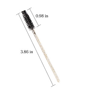 300 Pack Glitter Mascara Wands Disposable EyeLash Spoolie Brushes Makeup Applicator Eyelash Extension Tool Kit, Crystal Gold Handle Black Brush Head