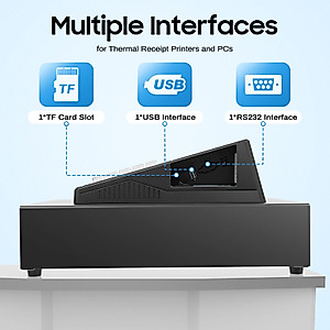CAIHAOA Cash Register, 8 Digits LED 38 Keys Electronic Cash Register, Automatic Cash Register with 32 Departments, Quick Load Thermal Printer Cash Register 1000 Plus 10 Clerks for Small Business,Black