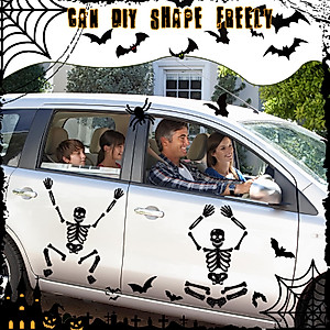 Bememo Halloween Skeleton Garage Door Magnets 42.9 Inches Dancing Skeleton Skull Magnetic Sticker Decor Black Large DIY Garage Magnets for Halloween Party Home Door Car Dishwasher Decor