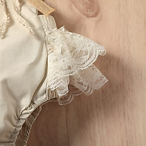 SHIBAOZI Newborn Infant Baby Girl Clothes Lace Romper Boho Dress Ruffled Jumpsuit Tassel Bodysuit Photography Outfit (Beige, 0-3 Months)