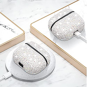 Luxurious Rhinestone AirPods 3rd Generation case,Protective Bling Diamonds AirPod 3 Charging Case Cover, Bling Airpod Gen 3 Case Gift for Women (Silver)