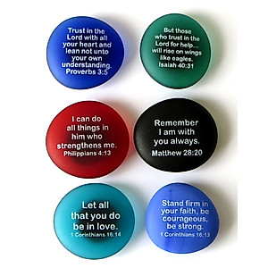 Scripture Magnets, Your Favorite Inspirational Bible Verses Printed On Frosted Sea Glass Stones, Attached to Super-Strong Magnets. by Lifeforce Glass