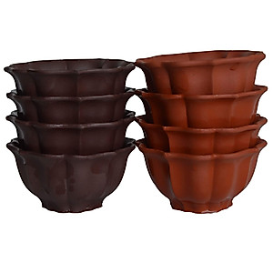 YXHUPOT 4pcs Teacups 2.5oz Chinese Clay Zisha Cup Diamond Flower (Red brown)