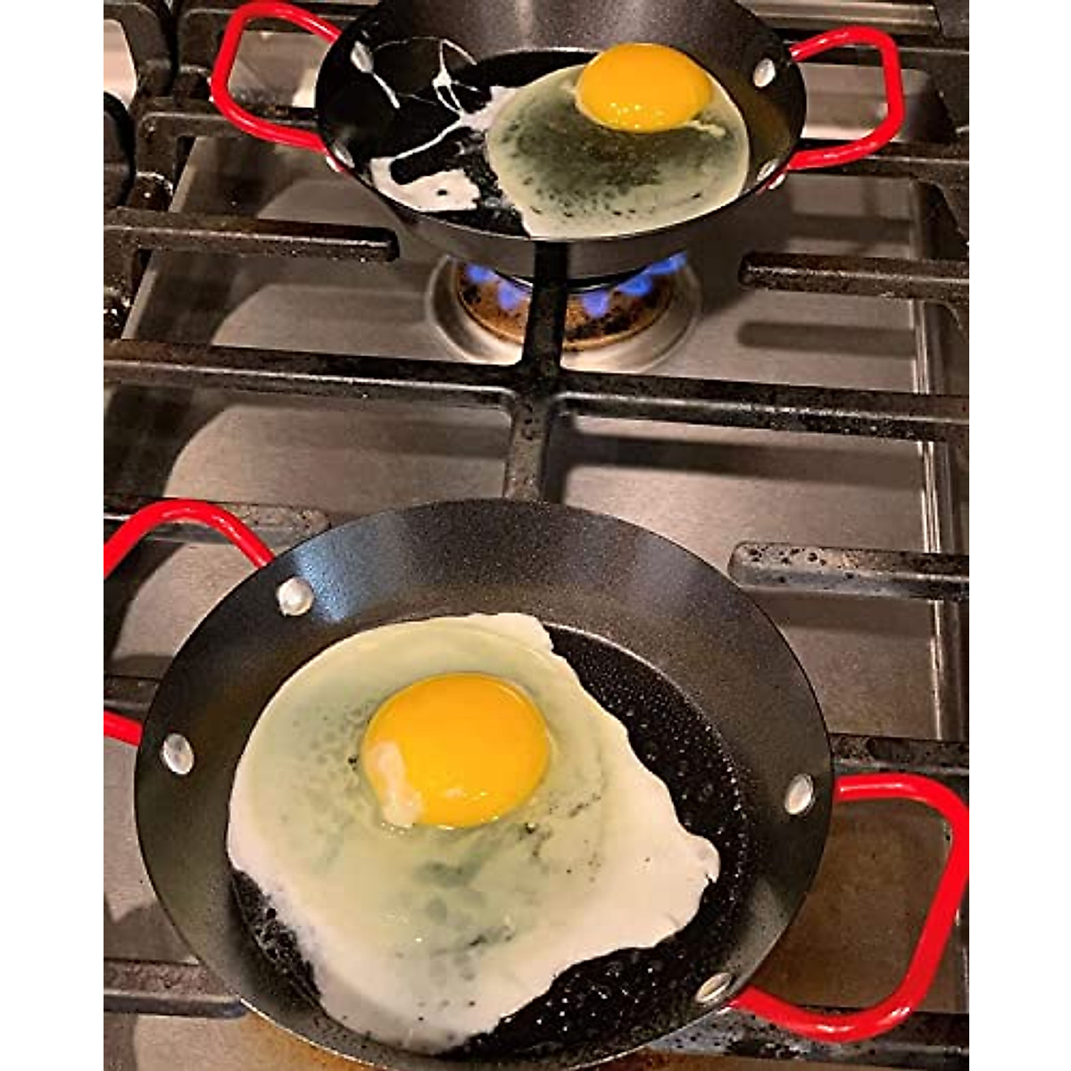 IMUSA USA Paella Pan, 6", Black with Red Handles