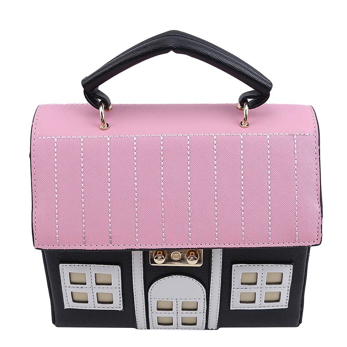 SOURBAN House Crossbody Bag 3D Square Shape Shoulder Bag Faux Leather Cartoon Messenger Tote Purse,black