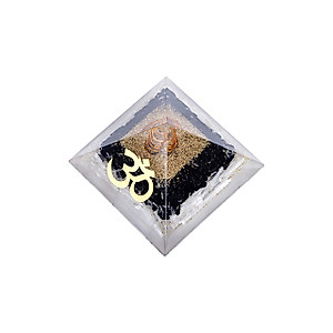 Orgone Pyramid Crystal -Orgonite Crystals -Black Tourmaline & Selenite-for Protection & Positive Energy-Crystal Pyramid for- Chakra Healing Meditation &Crystal Gifts-Orgonite Pyramid