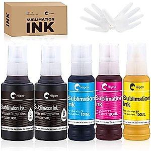 Hiipoo 580ML Sublimation Ink for EcoTank Supertank Inkjet Printer ET-2400 ET-2720 ET-2760 ET-2800 ET-2803 ET-2850 ET-3760 ET-4800 ET-15000 Heat Press Transfer on T-Shirt (Autofill/ICC-Free/Anti-UV)