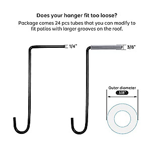 POKUULA 12Pcs Powder Coated Steel Hooks Hanger for Solid Roof Non-Insulated Patio Cover Fits for String Lighting and Lightweight Decorations 3*8 Inch (Black)