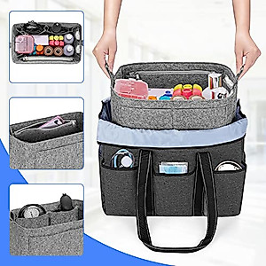 Damero Nurse Bags with Inserts for Work, Nursing Bag Multiple Pockets Clinical Bag for Nursing Students, Nurse Tote Bags Women Laptop Bag for Nurse Accessories, Black