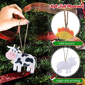 16 Pcs Farmhouse Christmas Ornaments Farm Animal Decorations Set Hanging Felt Animals Christmas Tree Ornaments Set Barn Donkey Horse Chicken Duck Pig Sheep Cow Christmas Decorations Animals Craft Kit