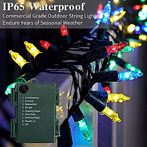 KOUQIYA Battery Operated Christmas Lights, 2 Set of 17ft 50 LED Mini String Lights with Auto-Timer 8 Modes Waterproof Tree Lights (Blue, 50 LEDs x 2 Pack)