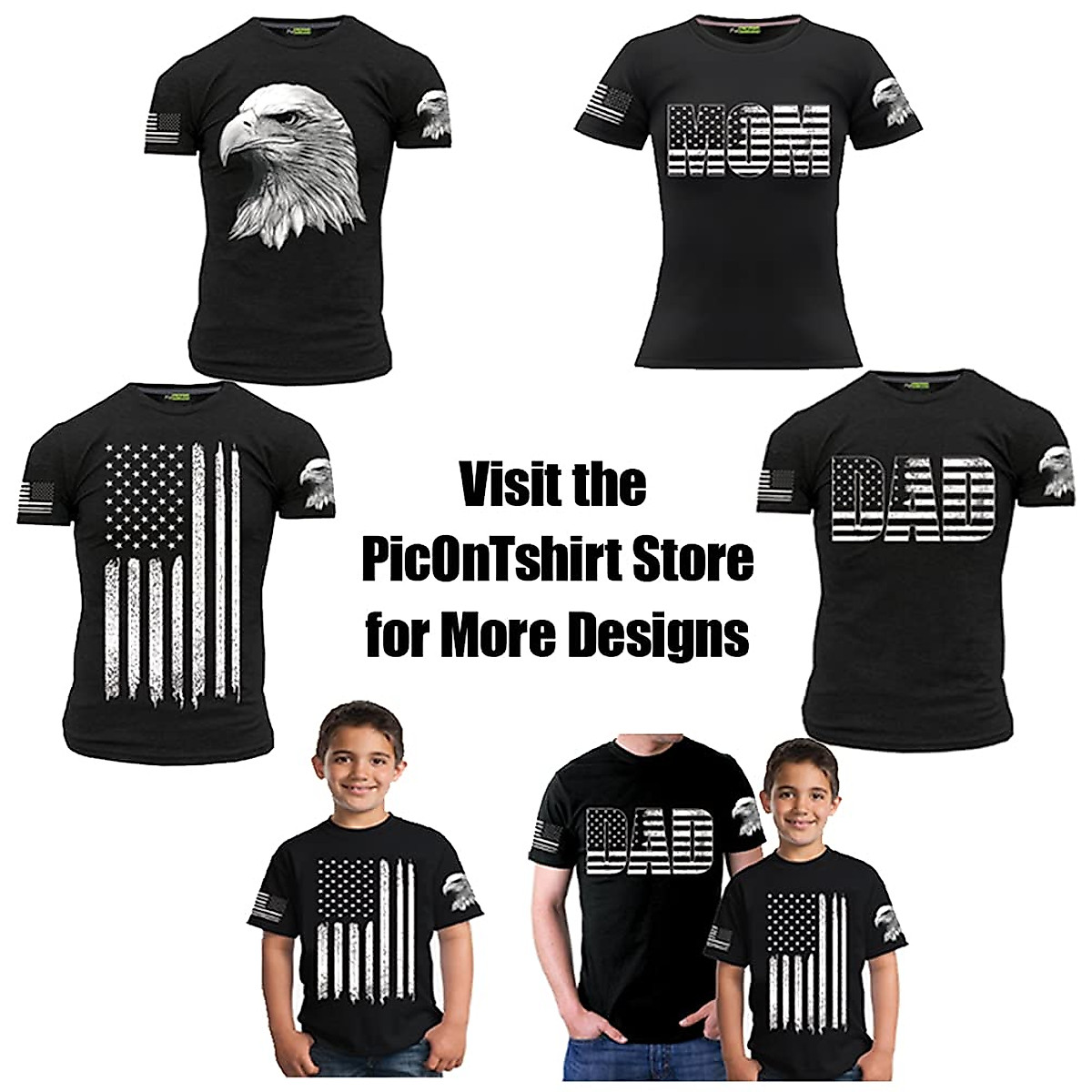 picontshirt Patriotic Shirts for Boys American Flag T-Shirt 10-11