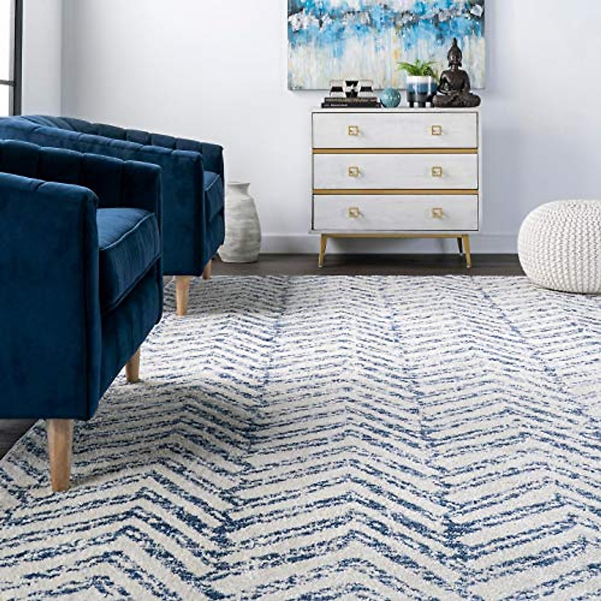 nuLOOM Rosanne Geometric Runner Rug, 2' 6" x 10', Blue