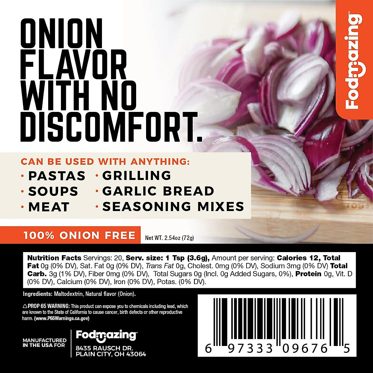 Fodmazing Onion Replacer Substitute, Low FodMap Onion Replacement, IBS Friendly, Non-GMO, Fat-Free, Great for Meals and Snacks (20 Servings)