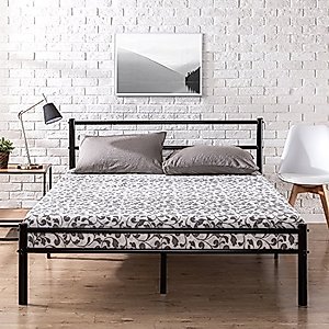 Zinus Geraldine 12 inch Black Metal Platform Bed Frame with Headboard and Footboard / Premium Steel Slat Support / Mattress Foundation, Twin