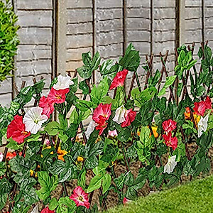 Retractable Artificial Wooden Fence, Retractable Artificial Wooden Fence with Flowers Privacy Fence, Retractable Artificial Wooden Fence