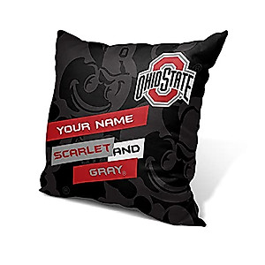 Ohio State Buckeyes Scarlet and Gray Throw Pillow | Personalized | Custom