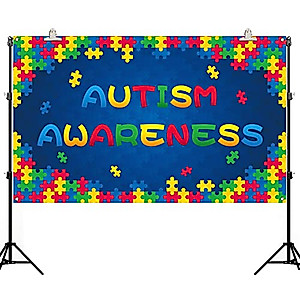 Autism Awareness Backdrop Banner April Puzzle Piece Support Party Photography Background Wall Hanging Decoration