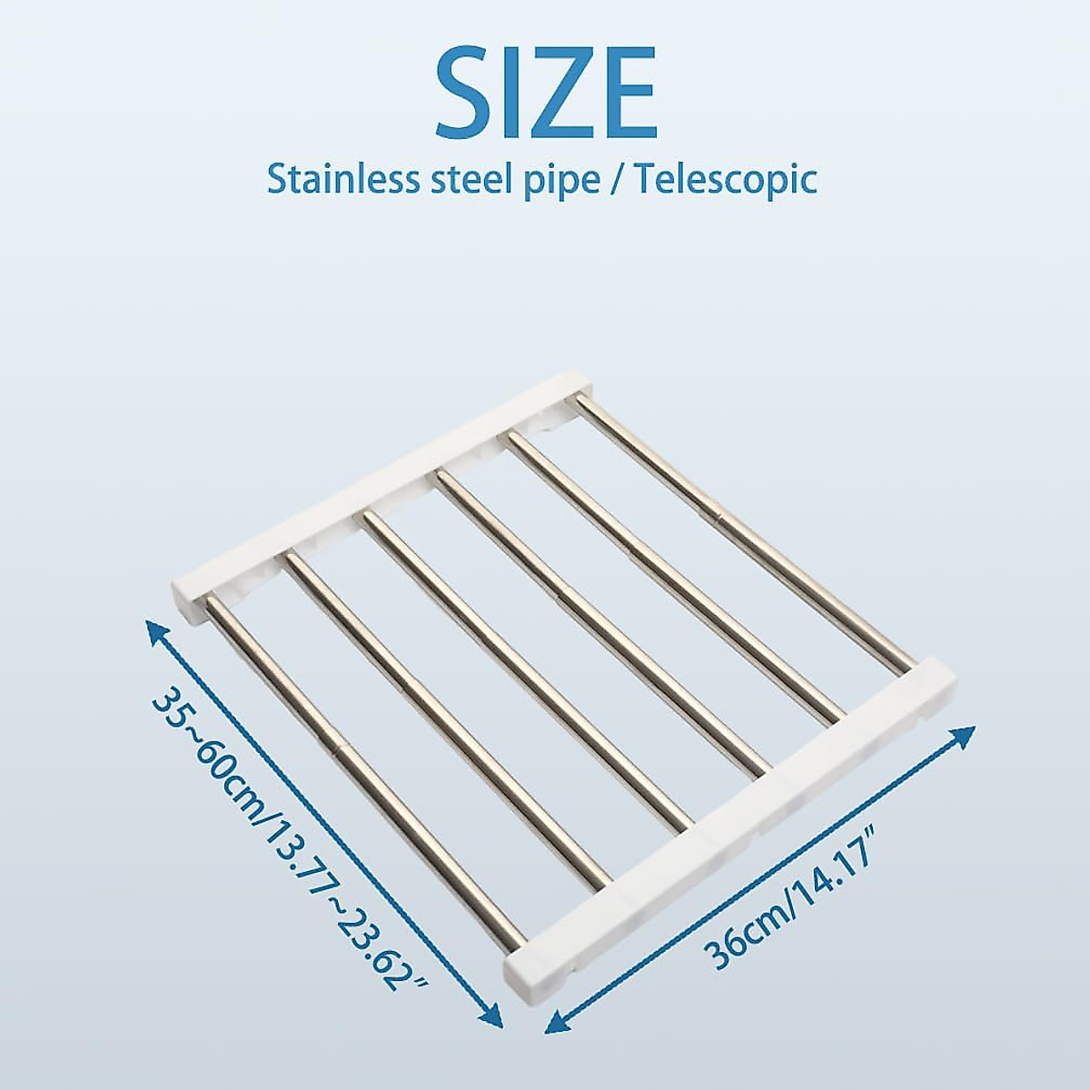 Hershii Adjustable Closet Shelf Wardrobe Rail Metal Hanging Rod Storage Rack Extendable Clothes Divider Separator Organizer for Cabinet Cupboard Kitchen Bathroom, (13.77''-23.62'') X 14.17''