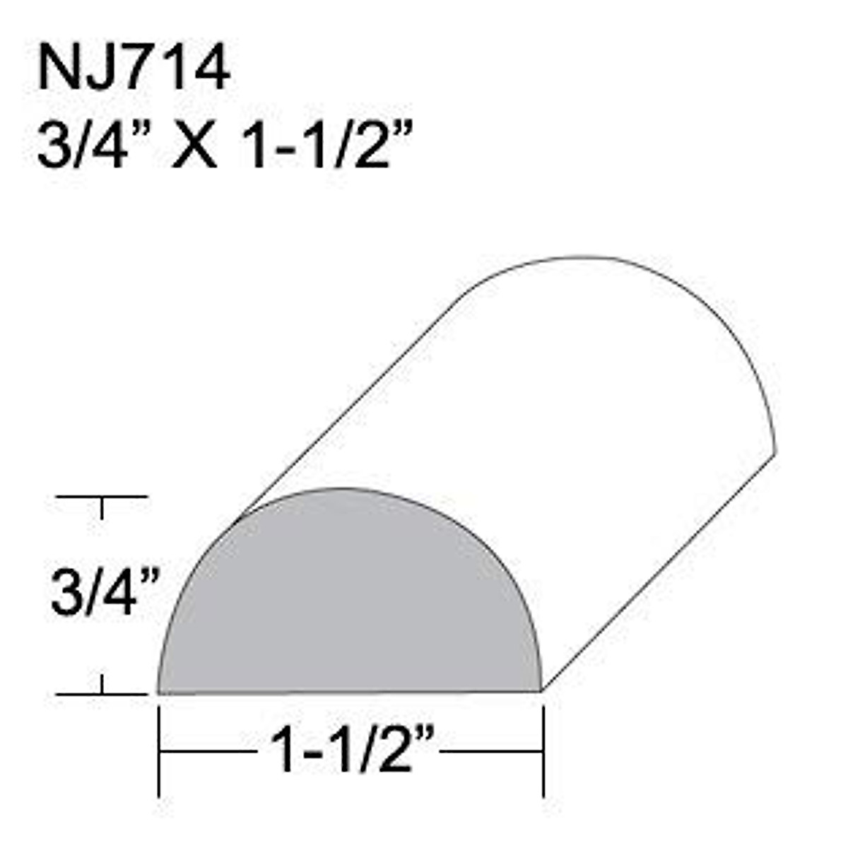 Flexible Moulding - Flexible Half-Round Moulding - NJ714-3/4" X 1-1/2" - 12' Length - Flexible Trim