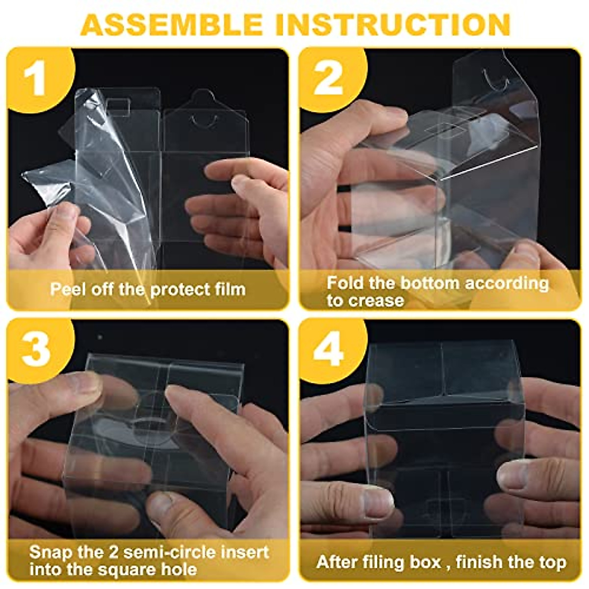 45 Pack Clear Favor Boxes 3x3x3 Inches with Ribbons, Clear Plastic Cube Candy Boxes Party Favor Treat Boxes for Birthday Wedding Baby Shower Party Decorations