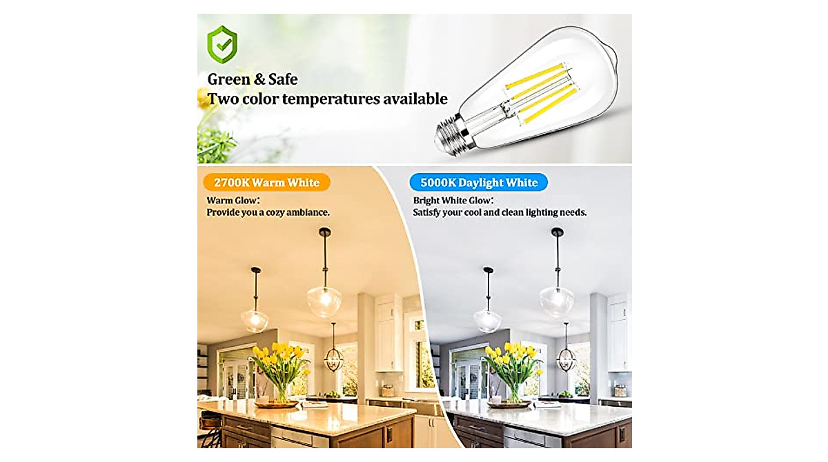 Odnora Dimmable E26 LED Bulbs - Energy Efficient & Vintage