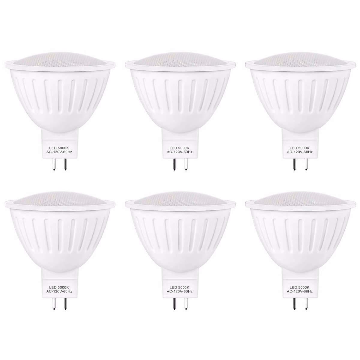 Small Frog 120V MR16 Led Bulbs 5W Replace 40W -50W Halogen Bulb,3000K Soft Warm White,120 Voltage MR16 GU5.3 Bulb Spotlights for Landscape Flood Track Lighting,Dimmable,Pack of 6