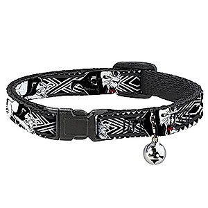 Buckle-Down Breakaway Cat Collar - Lion King Scar Poses White/Black - 1/2" Wide - Fits 8-12" Neck - Medium
