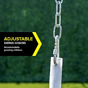 Sportspower Super Lights Metal Swing Set with LED Swing Seats, 2 Person Glider and 5ft Slide, 500lb Capacity, Light Grey and Blue