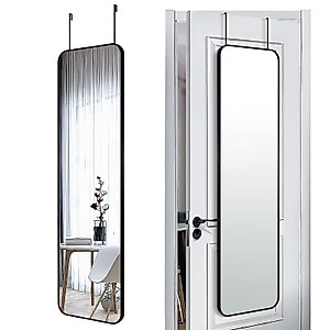 SCWF-GZ 47x14 Mirror Rectangle Full Body Length Door Hanging Wall Mounted Metal Frame Dressing Make-up Mirrors for Entryway Bedroom Bathroom Living Room 47 14 inch Black