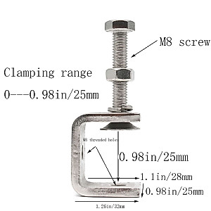 6Pcs Stainless Steel C-Clamp,wood Clamps,Tiger Clamp Heavy Duty,Wood Working Heavy Duty C-clamp with Wide Jaw Openings, for Welding/Carpenter/Building/Household Mount (6pc)