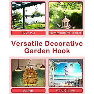 PACETAP Bird Feeders Hanger 12-Inch, 2PCS Metal Hummingbird Feeder Hook, Heavy Duty Plant Hangers Outdoor for Hanging Plants, Bird Feeder, Wind Chimes, Christmas Ornaments and More (Black)