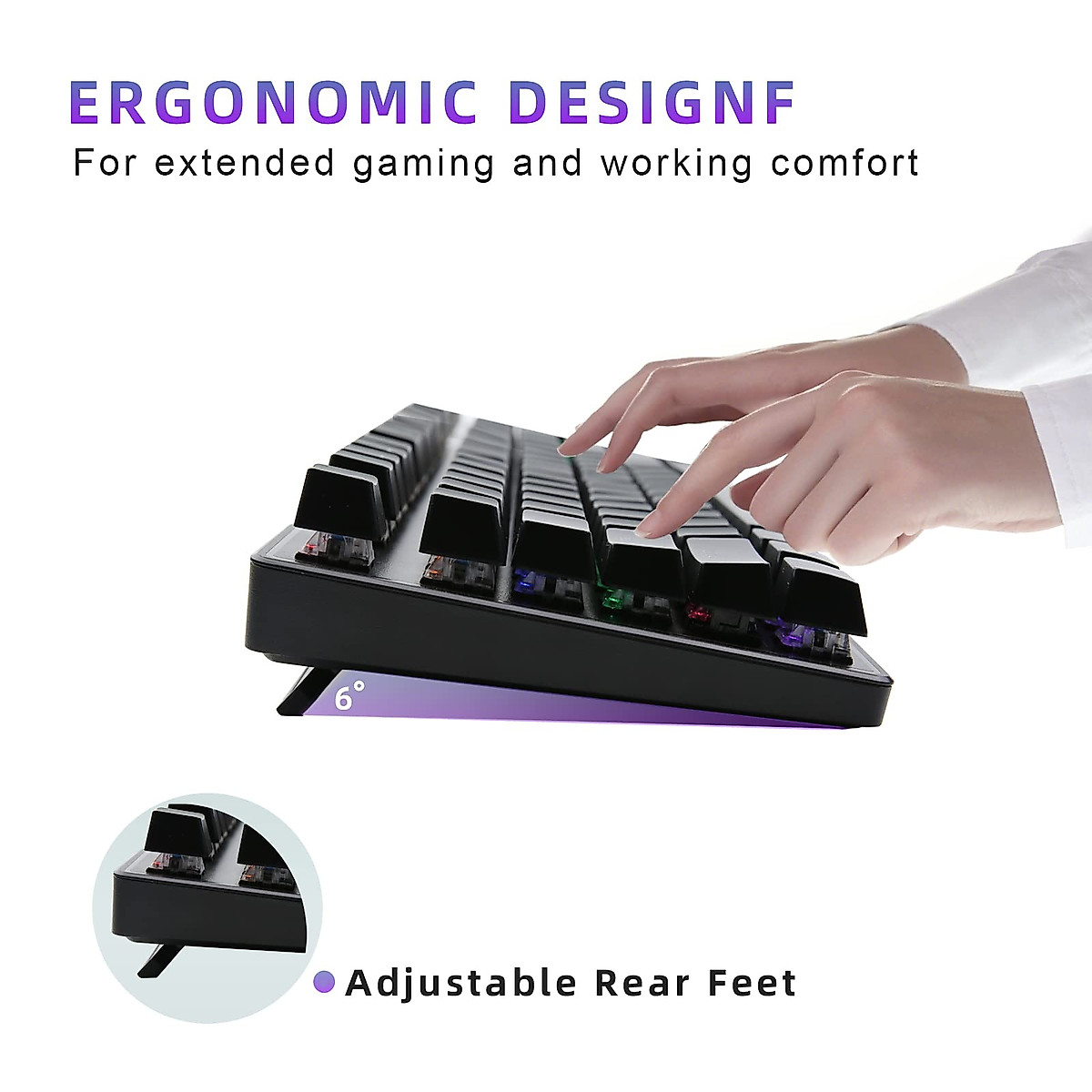 Newmen GM325 Gaming Mechanical Keyboard,LED Backlit Wired 104 Keys Mechanical Gaming Keyboard,Anti-ghosting,Macro Programmable PC Gaming Keyboards for Windows Computer Laptop(Blue Switch)