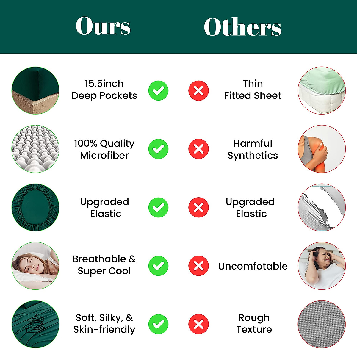 Bedlifes King Sheet Set- Cooling Sheets-Ultra Soft-Silky-Breathable-Deep Pocket- 1800 Series Bedding Set Microfiber- Green Bed Sheets King Size 4 Pieces