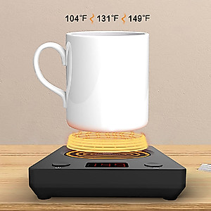 Mug Warmer Coffee Warmer for Desk - Neymeo Cup Warmer Candle Warmer Plate Auto Shut Off Tea Warmer Milk Electric Smart Heated Beverage Temperature Setting Waterproof Office Home Gifts Black