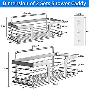 Ecloo Shower Caddy Adhesive Wall Mounted Bathroom Shelves Organizer Cosmetic Organizer Makeup Organizer Holder for Bathroom Kitchen Organizer Storage Wire Shelves Basket (3-Tiers)