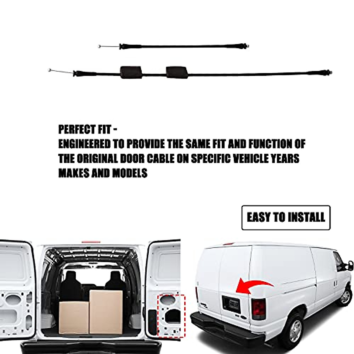 Unikpas Door Latch Cable Compatible for Ford E150 E250 E350 E450 E550 Van 1992-2014 Rear Right Cargo door Rear Right Side Replace Cable 8C2Z15431A02C 924-351