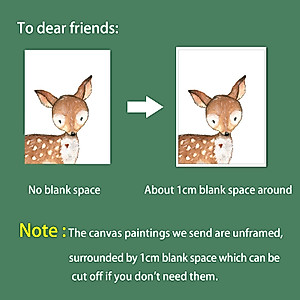 6 Pieces Woodland Animals Nursery Canvas Wall Art Cute Safari Jungle Animal Deer Bear Bunny Pictures Baby Room Posters Farmhouse Forest Theme Fox Squirrel Raccoon Prints Decor 8x10in Unframed