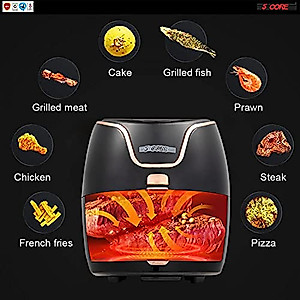 5 Core Air Fryer, 3.8 Quart (3 Liter) Electric Hot Air Fryers Oven 1400W Oilless Cooker with Nonstick Frying Pot and Ergonomic Large Touch Screen, ETL Approved AF 380