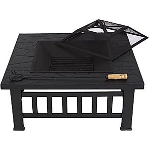 LEAYAN Garden Fire Pit Grill Bowl Grill Barbecue Rack Fire Pit Outdoor fire Pit, Home Garden Decoration fire Pit, Villa Wood-Burning Barbecue fire Pit Table, 31 inches