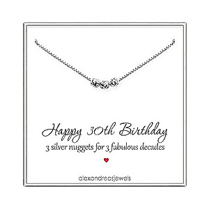 30th Birthday Gift for Women, Sterling Silver 3 Silver Nuggets Necklace, Daughter Birthday Gift, Best Friend 30th Birthday Gift Necklace